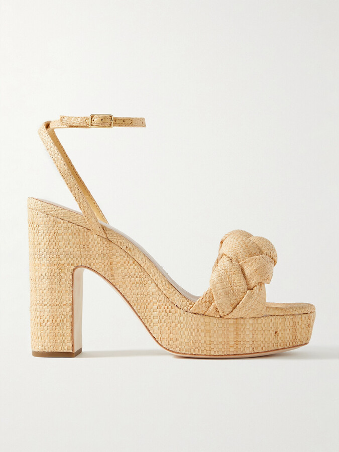 Loeffler Randall Fae Braided Raffia Platform Sandals - Neutrals - ShopStyle