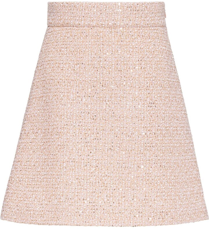 Miu Miu Sequin-Embellished Tweed Mini Skirt - ShopStyle