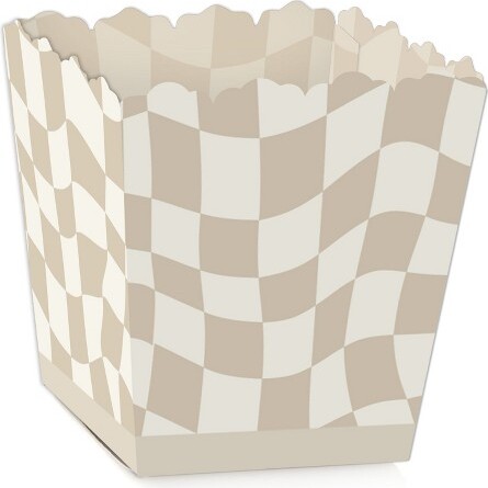 Big Dot of Happiness Tan Checkered Party - Party Mini Favor Boxes ...