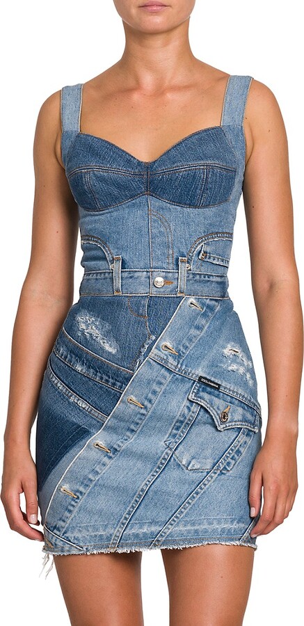 Dolce & Gabbana Denim Patchwork Minidress - ShopStyle