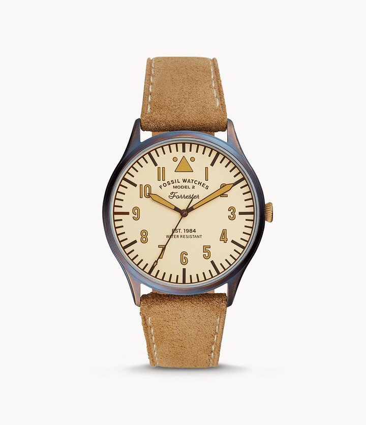 Fossil Limited Edition Curator Series Forrester Three-Hand Tan Leather ...