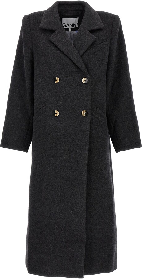 Ganni Double-Breasted Coat Coats, Trench Coats - ShopStyle