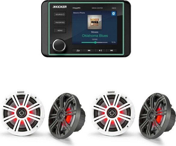 Kicker 46KMC5 Premium Marine Gauge-Style Source & (2 Pair ) 45KM654L 6. ...