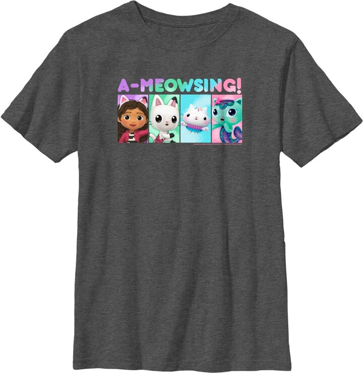 Boy's Gabby's Dollhouse A-Meowsing Gabby and Friends T-Shirt - Charcoal ...