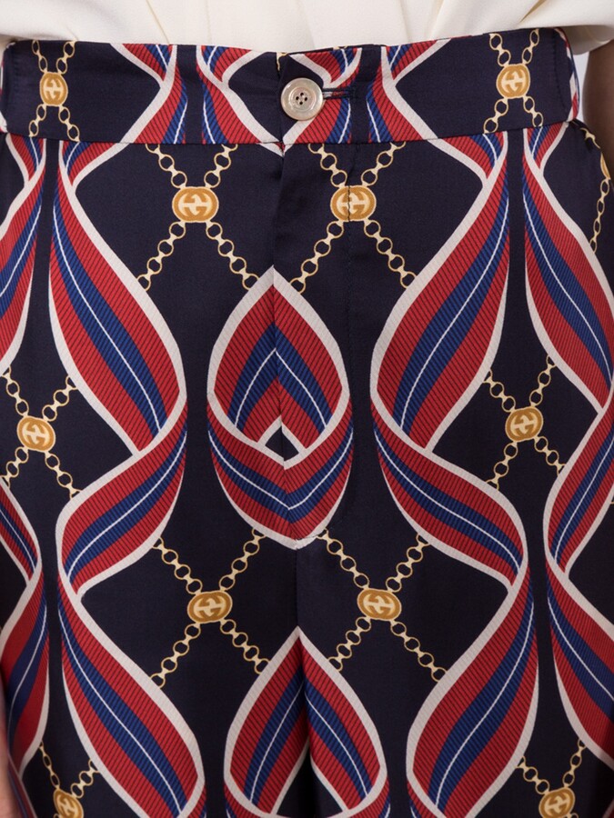 Gucci Silk Ribbon Print Pants - ShopStyle
