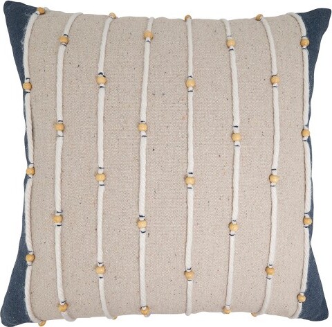 Saro Lifestyle Rope and Bead Poly Filled Pillow, 20"x20", Blue - ShopStyle