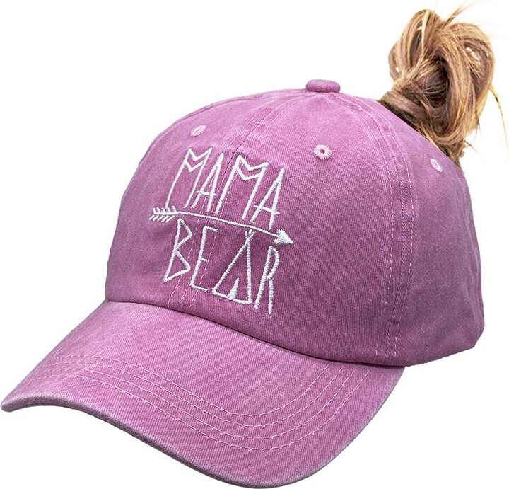 MANMESH HATT Mama Bear Ponytail Hat Vintage Washed Distressed Baseball ...