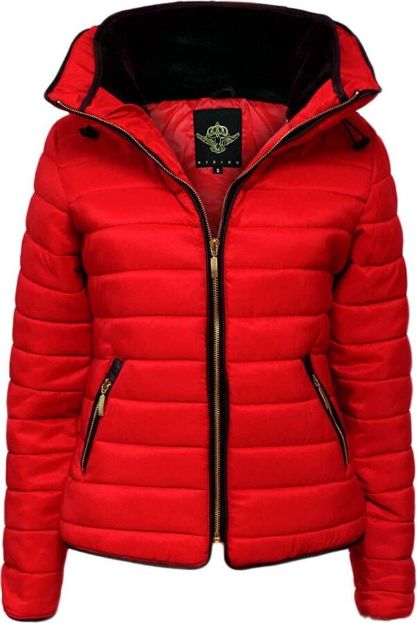 Top Fashion18 Women Ladies Plus Size Puffa Padded Quilted Zip Jacket ...