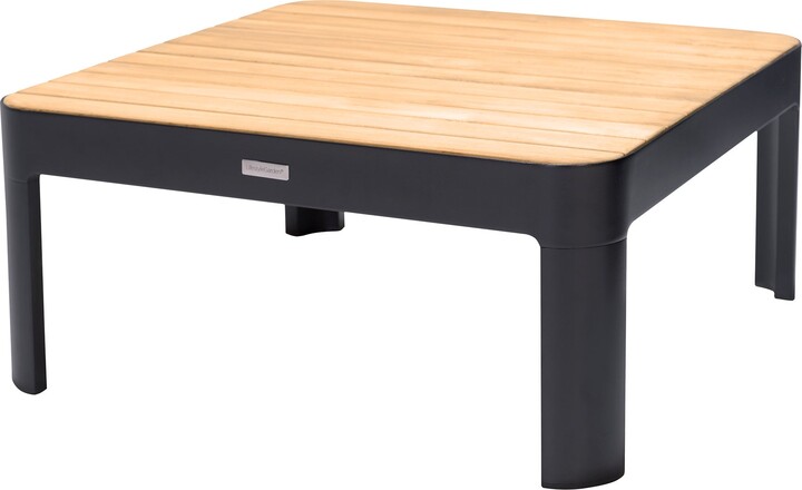 Benjara Square Outdoor Coffee Table with Slatted Table Top, Gray ...