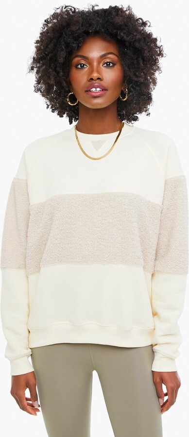 DONNI Cream Eco Fleece Sherpa Tri Crew - ShopStyle