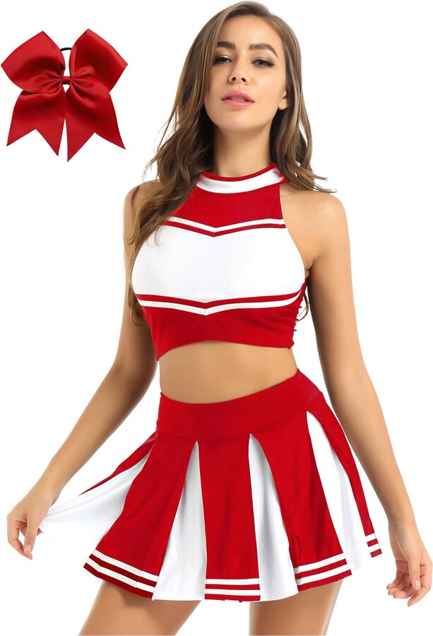 dPois Women's Schoolgirls Cheerleading Dance Uniform Set Halloween ...