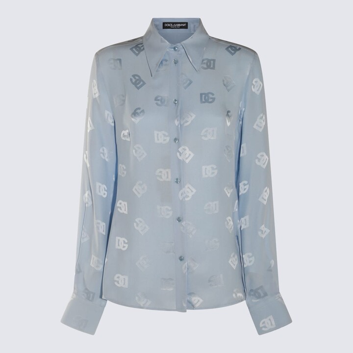Dolce & Gabbana Light Blue Silk Shirt - ShopStyle Tops