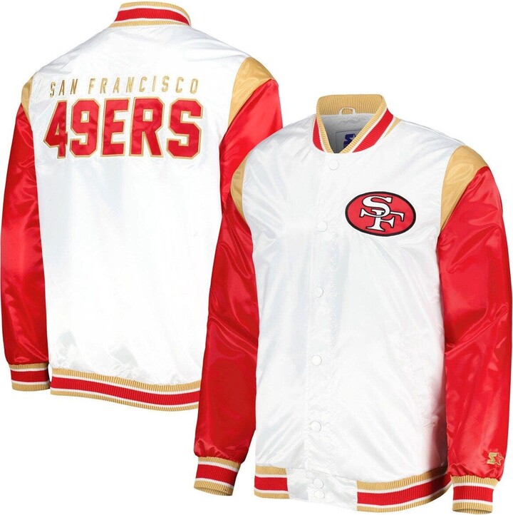 Men's Starter White San Francisco 49ers Throwback Warm Up Pitch Satin ...