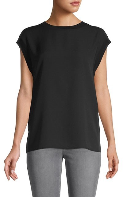 Vince Rib Trim Silk Shell Top - ShopStyle