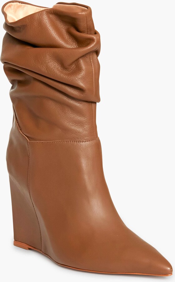 Schutz Tan Ashlee Wedge Boots - ShopStyle