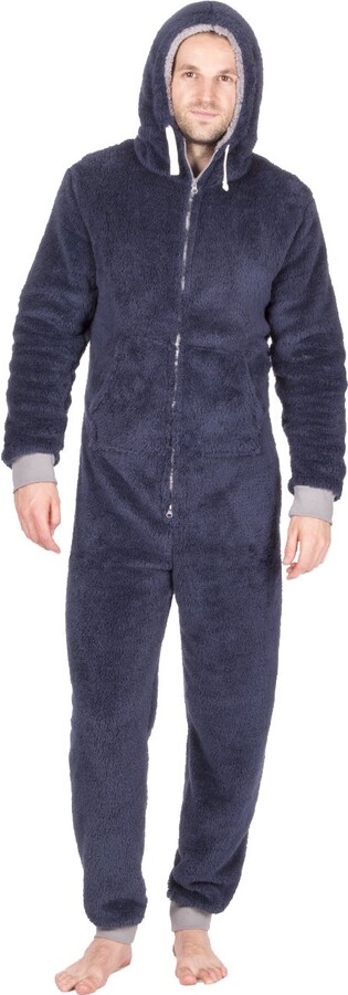 Slumber Hut® Mens and Boys Grey Snuggle Fleece Hooded Onesie - Matching ...