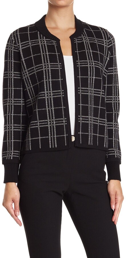 Vince Camuto Windowpane Open Front Cardigan - ShopStyle