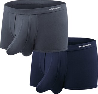 BIATWOWR Men's Underwear Dual Pouch Boxer Trunks Separated Bulge Ball ...
