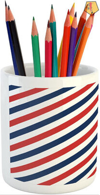 GN109 Stripe Pencil Pen Holder, Vintage Barber Pole Helix Of Colored ...