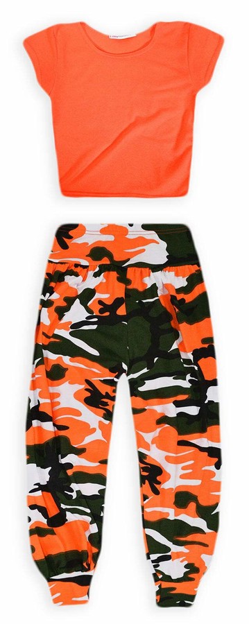 Jolly Rascals JollyRascals Girls Dance Set Kids New Neon Crop Top Camo ...