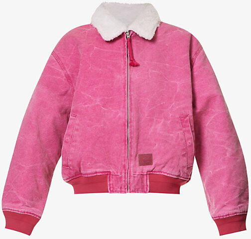 Acne Studios Womens Fuchsia Pink Ombreyo Brand-appliqué Denim Jacket ...