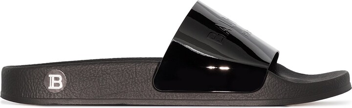 Balmain Embossed Logo Slides - ShopStyle