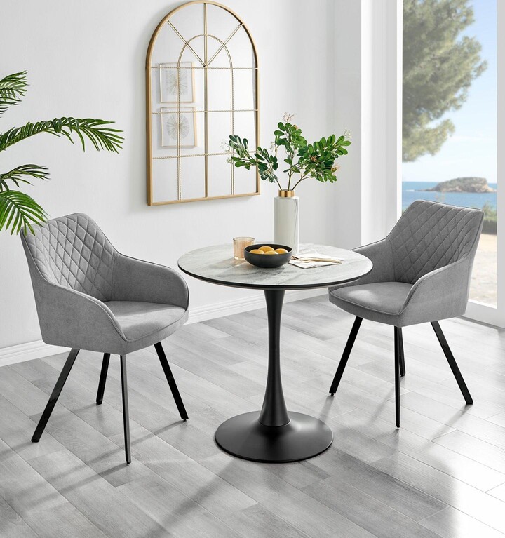 FurnitureboxUK Elina White Marble Effect Scratch Resistant Dining Table ...