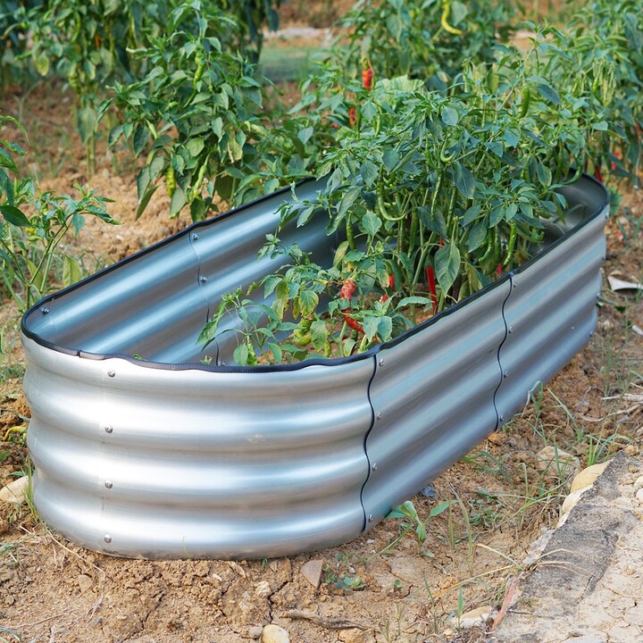 Gr8 Garden Raised Bed Planter Oval Galvanised Steel Trough Box ...