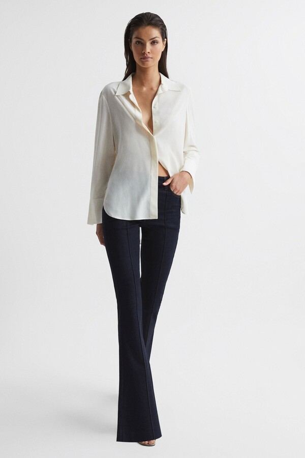 Reiss Dark Blue Elsie Regular High Rise Flared Jeans - ShopStyle