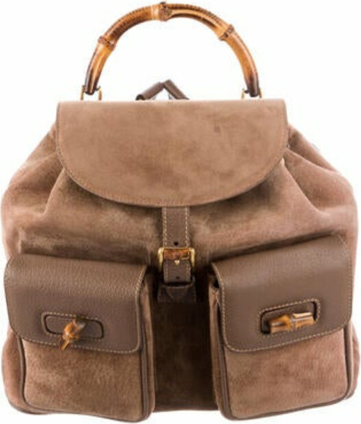 Gucci Suede Bamboo Backpack - ShopStyle