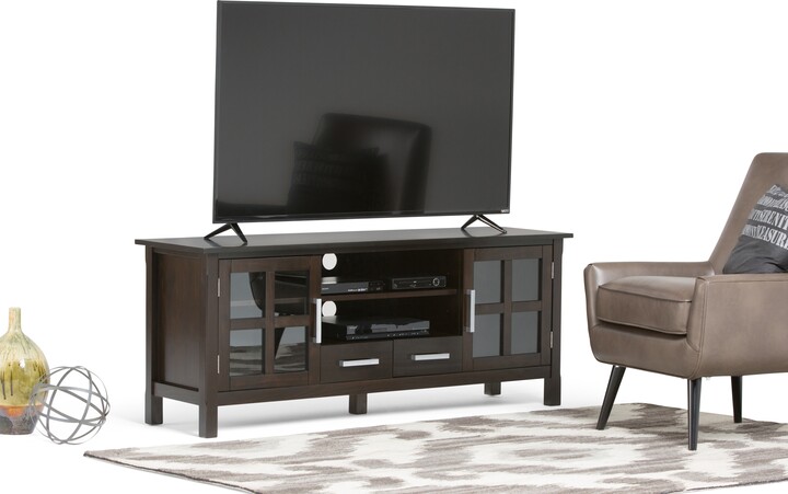 WYNDENHALL Waterloo SOLID WOOD 60 inch Wide Contemporary TV Media Stand ...