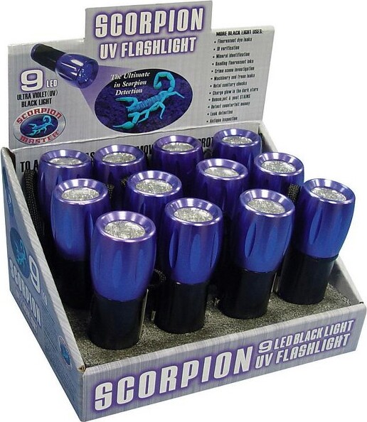 Scorpion 9 LED 54 lm Black/Purple LED UV Flashlight AAA Battery (Pack ...