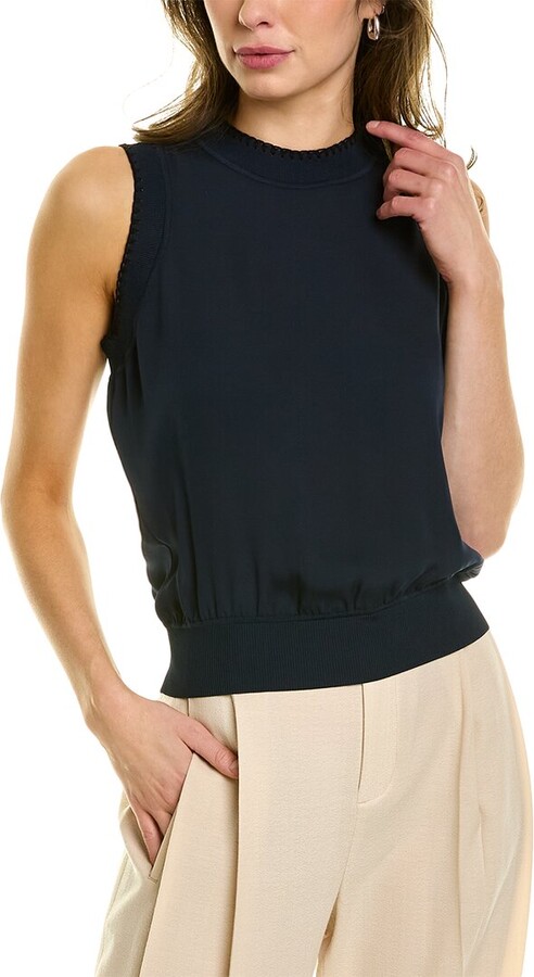 Theory Rib Silk Shell - ShopStyle Sleeveless Tops