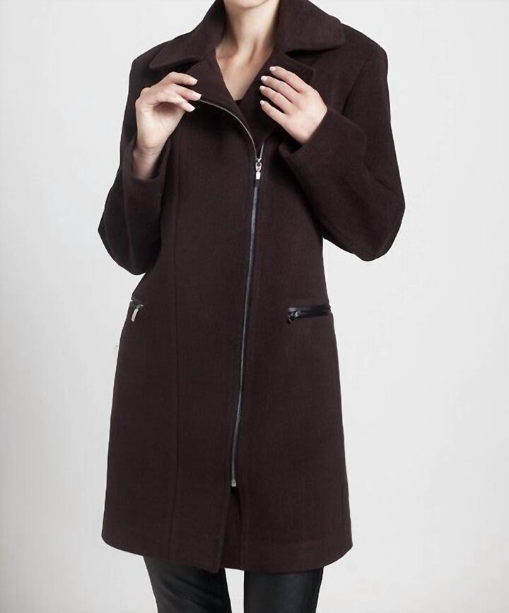 Angel Side-Zip Car Coat in Brown - ShopStyle