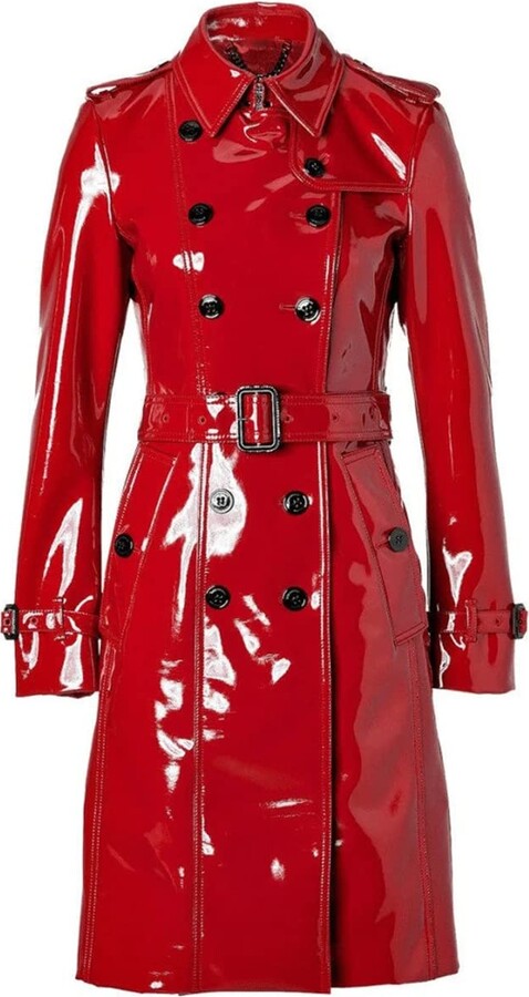 MAXDUD Women PVC Leather Shiny Light Weighted Raincoat Stylish Trench ...