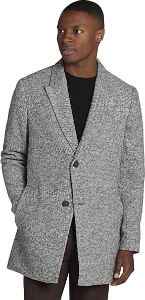 Joseph Abboud Big & Tall Men's Modern Fit Tweed Topcoat Light Grey ...
