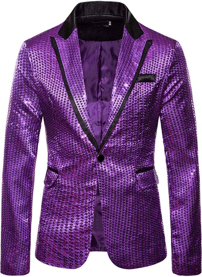 Beokeuioe Men's Blazer Glitter Jacket Suit Jacket Made of Sequins ...