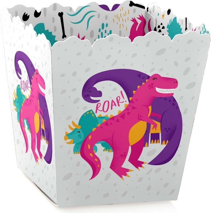 Big Dot of Happiness Roar Dinosaur Girl - Party Mini Favor Boxes - Dino ...