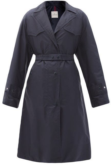 Moncler Rutilicus Belted Shell Trench Coat - Navy - ShopStyle