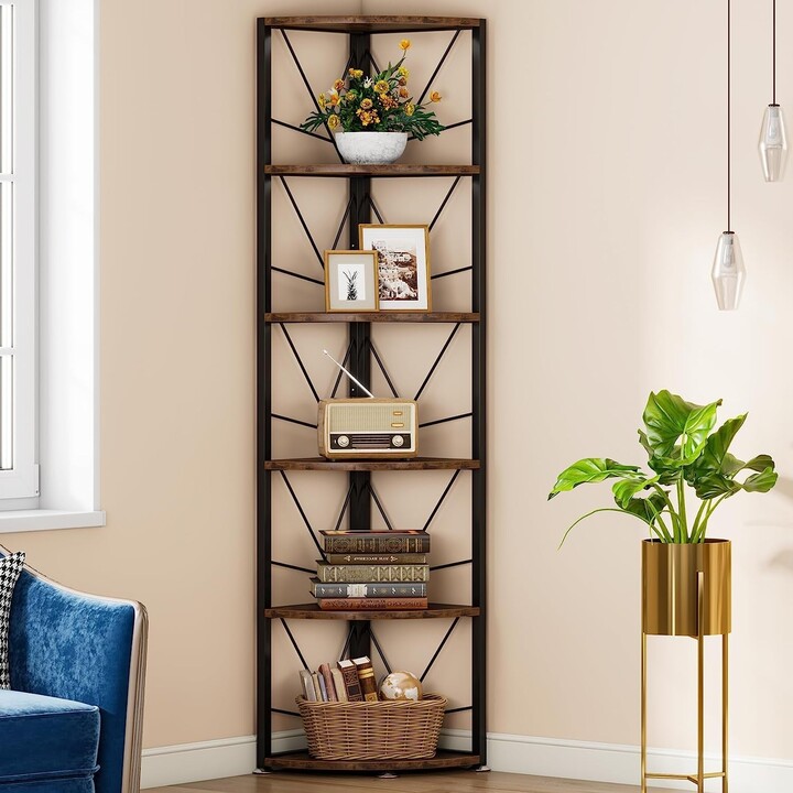 Bluebel 5 Tier Corner Shelf, Narrow Tall Corner Bookshelf - ShopStyle ...
