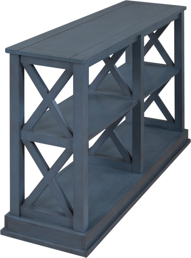 Simplie Fun Console Table with 3-Tier Open Storage Spaces and "X" Legs ...