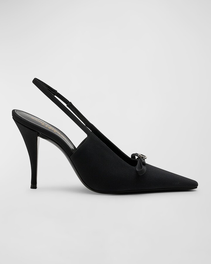 Saint Laurent Sadie Silk Slingback Pumps - ShopStyle