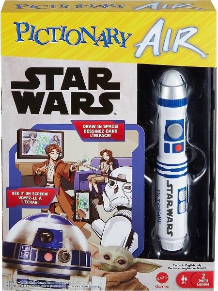 Mattel Pictionary Air Star Wars Family Drawing Game with R2-D2 Light ...