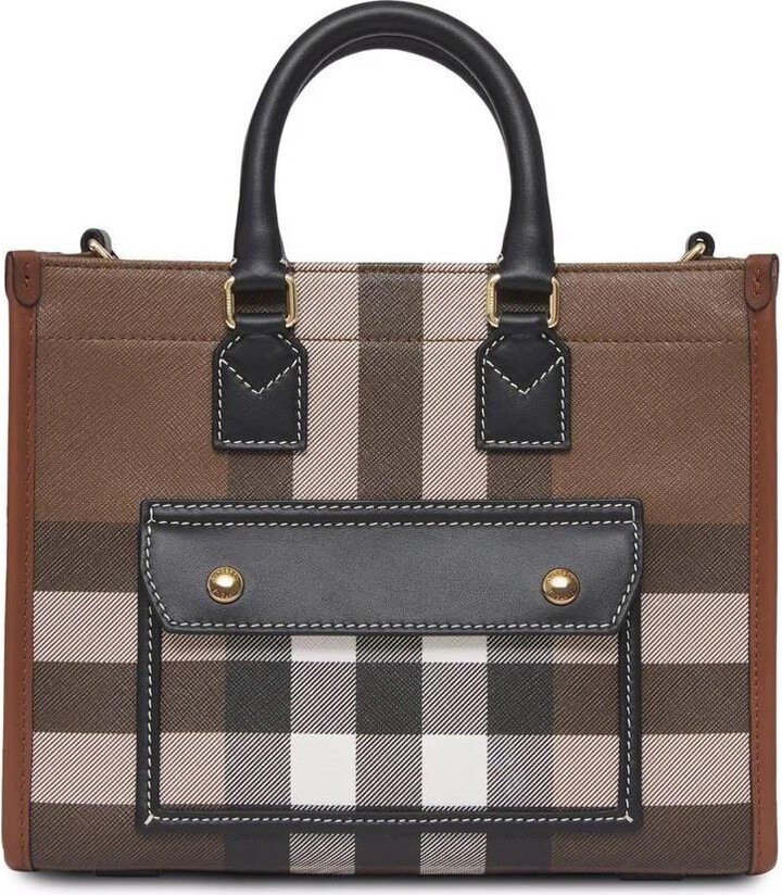 Burberry mini Freya check tote bag - ShopStyle