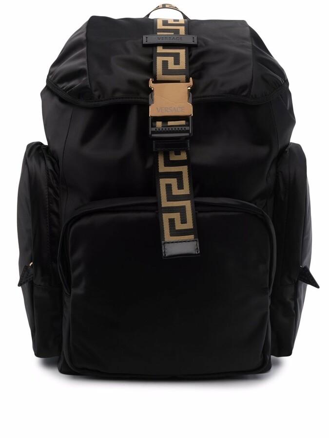 Versace Greca-print buckled backpack - ShopStyle