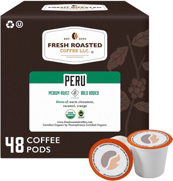 Fresh Roasted Coffee - Organic Peruvian Medium Roast Single Serve Pods - 48CT - ShopStyle
