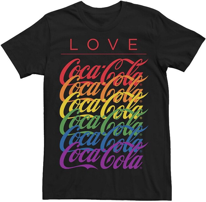 Licensed Character Adult Coca-Cola Pride Love Rainbow Logo Stack Tee ...