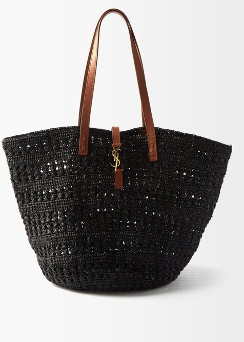 Saint Laurent Panier Leather And Raffia-crochet Basket Bag - ShopStyle