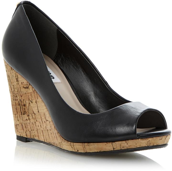 Dune LADIES CELIA - Cork Wedge Peep Toe Court Shoe - ShopStyle