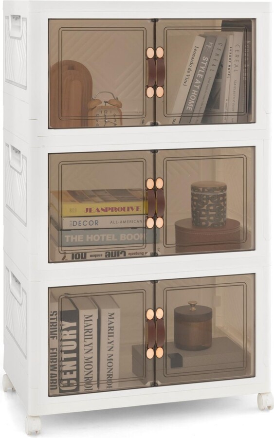 Costway 66.5 Gallons Stackable Storage Bins with Lockable Wheels 4 Pack ...